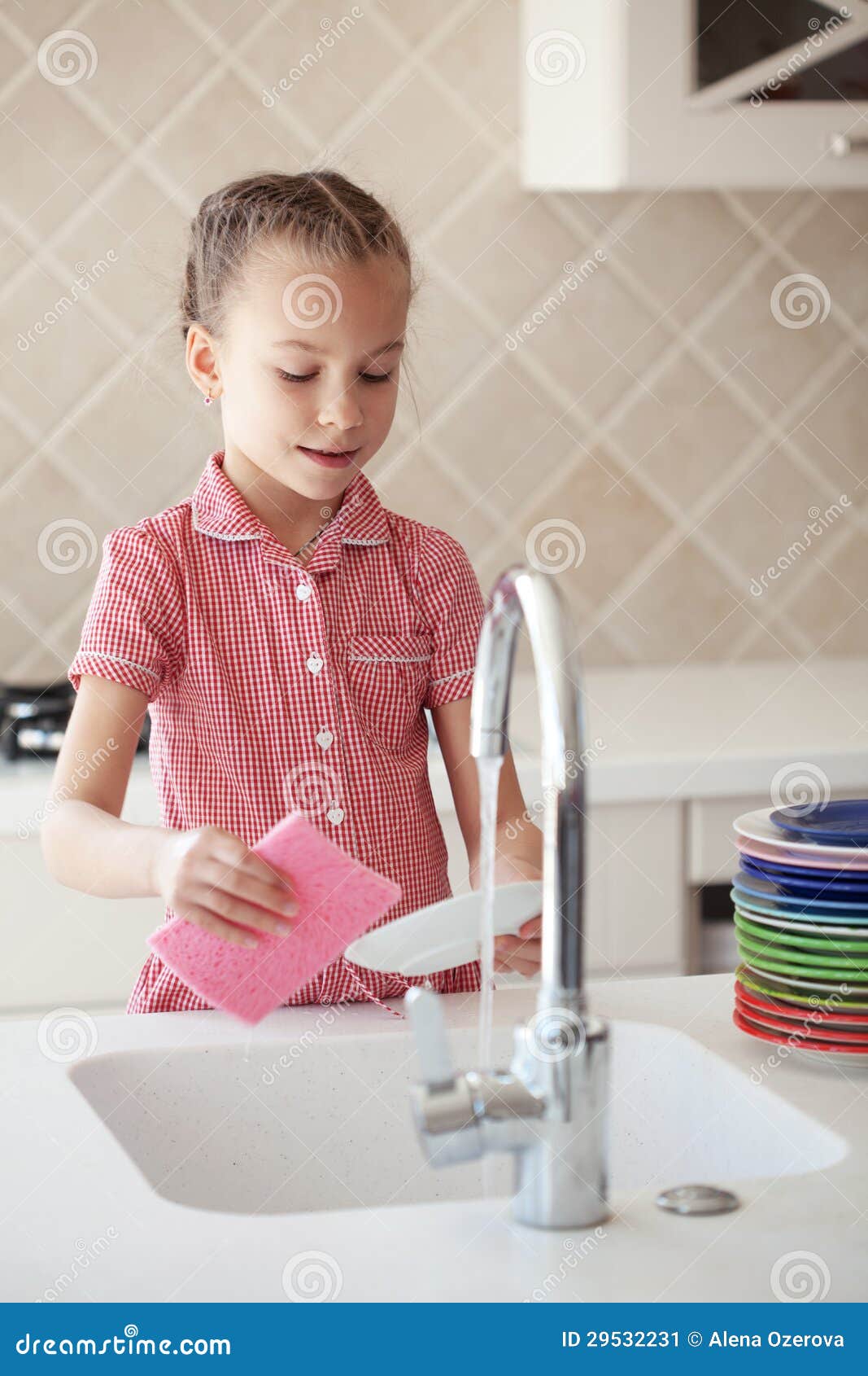 Little Girl Washing the Dishes Stock Image - Image of dishes, lifestyle ...