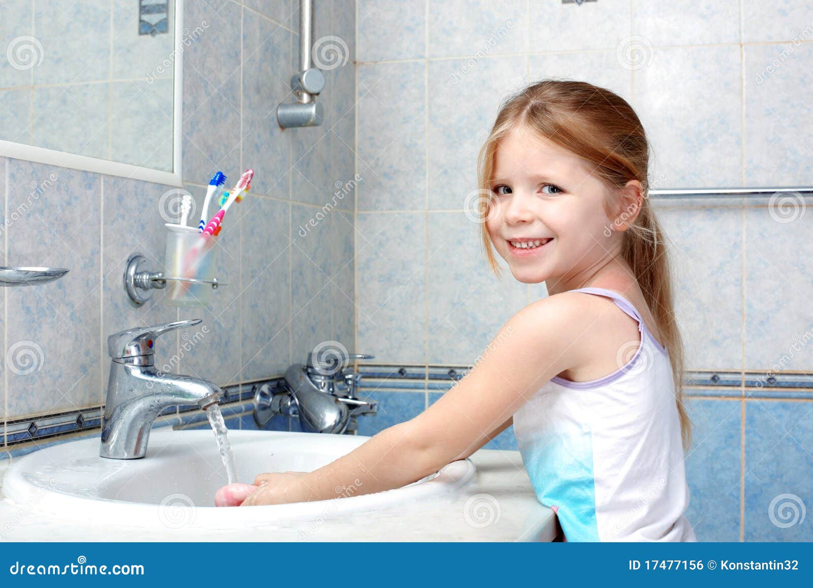 Little Girl Washing with Soap Stock Photo - Image of childhood, hygiene ...