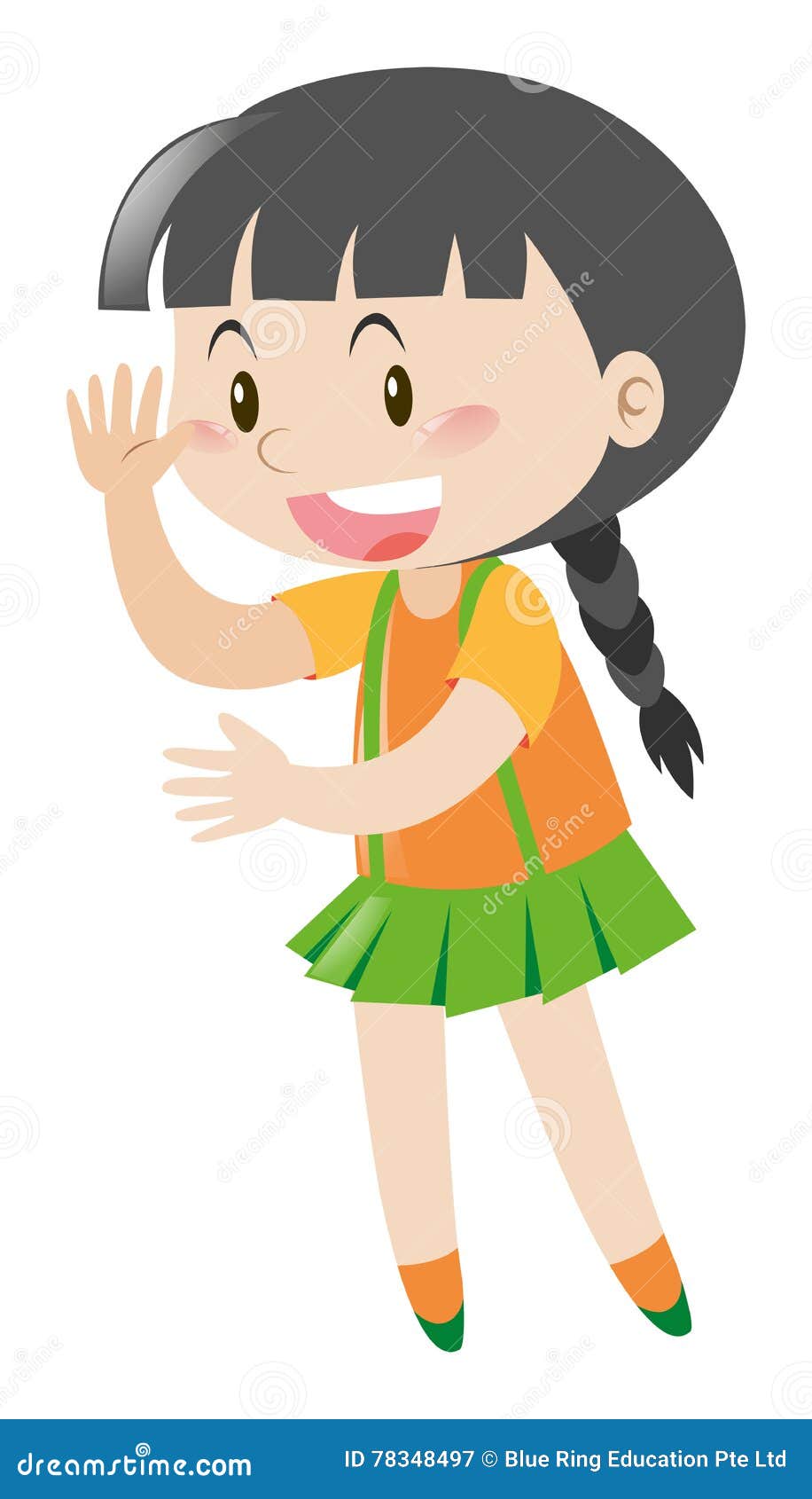 Little girl waving hello stock vector. Illustration of girl - 78348497
