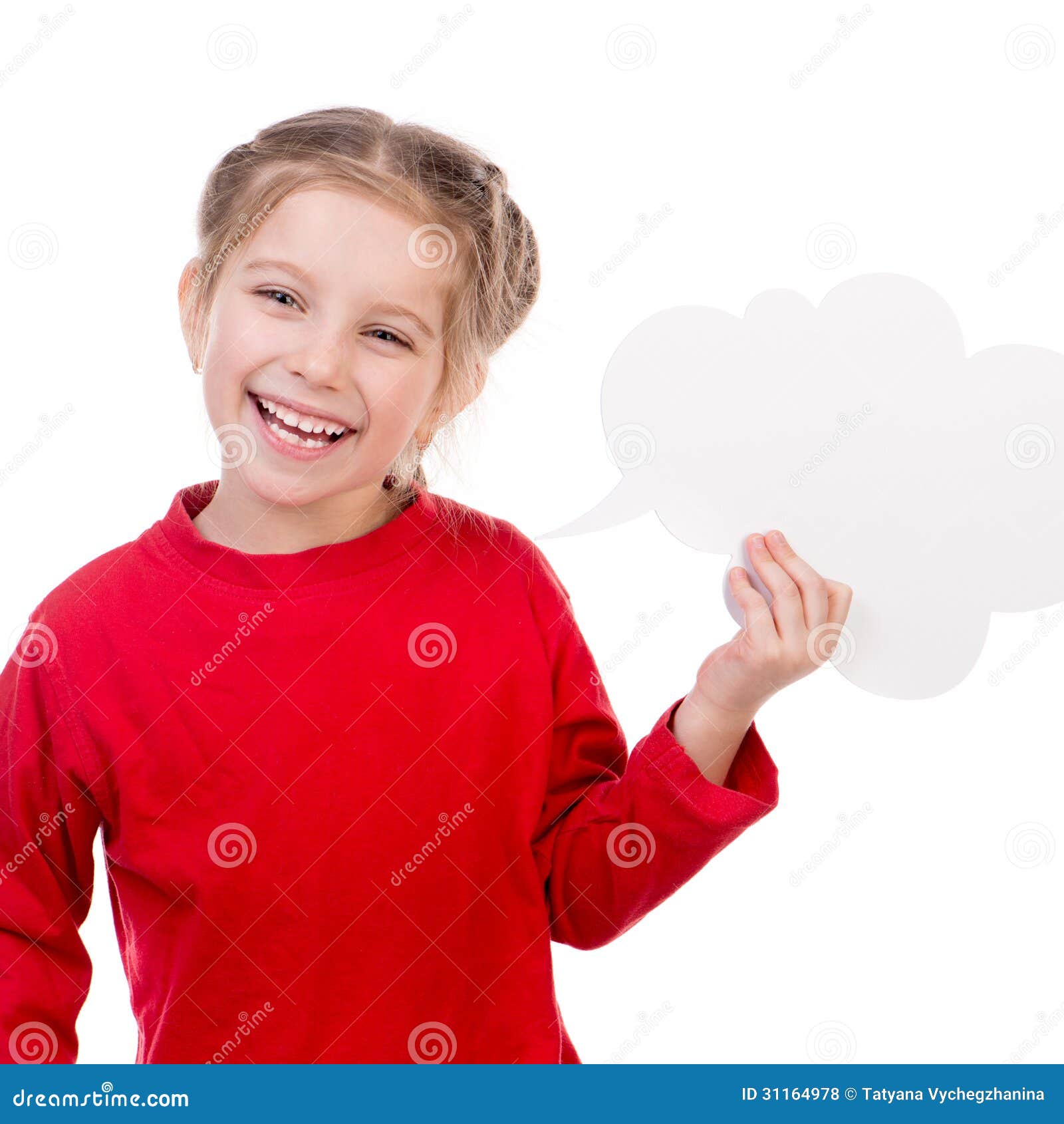 Little Girl with White Blank Stock Photo - Image of hand, face: 31164978
