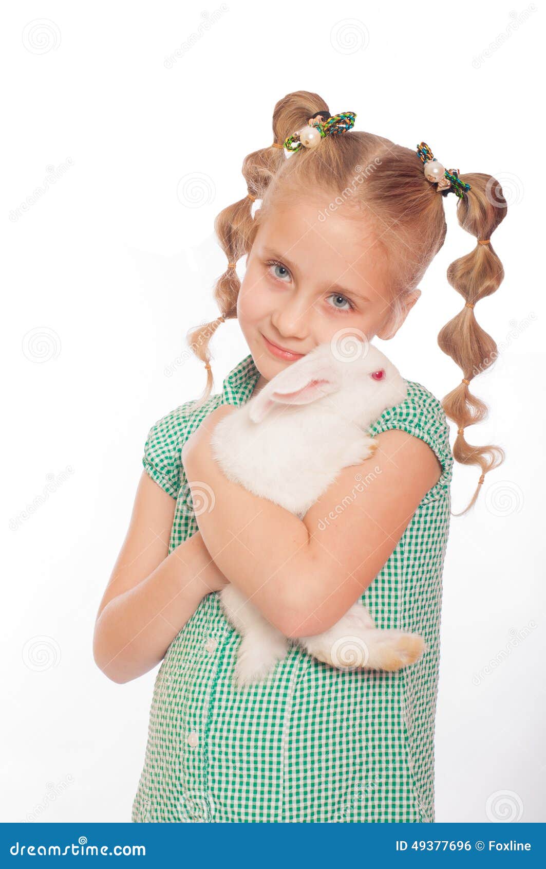 Little Girl with a White Rabbit Stock Photo - Image of child, beautiful ...