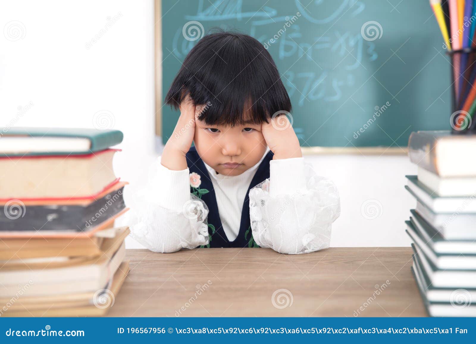 The Little Girl Who is Not Studying Stock Photo - Image of four ...