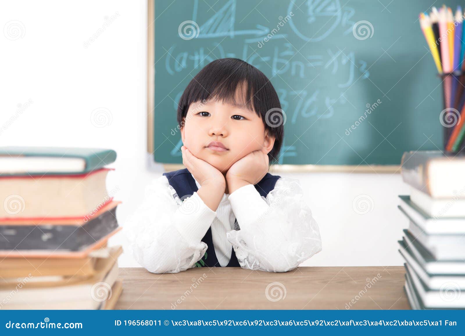 The Little Girl Who is Not Studying Stock Image - Image of culture ...
