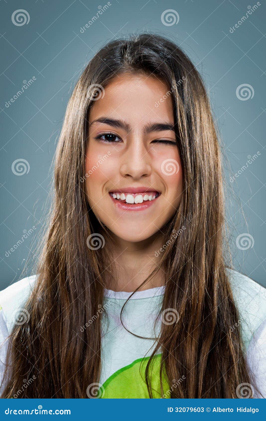 Little Girl Winking stock image. Image of long, girl - 32079603