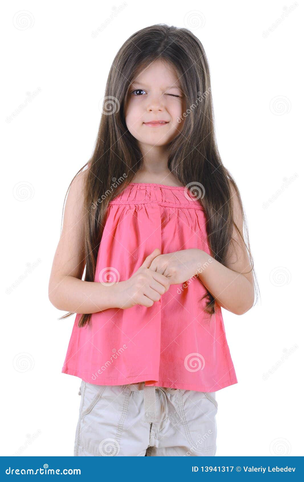 Little girl winks stock image. Image of beautiful, hair - 13941317
