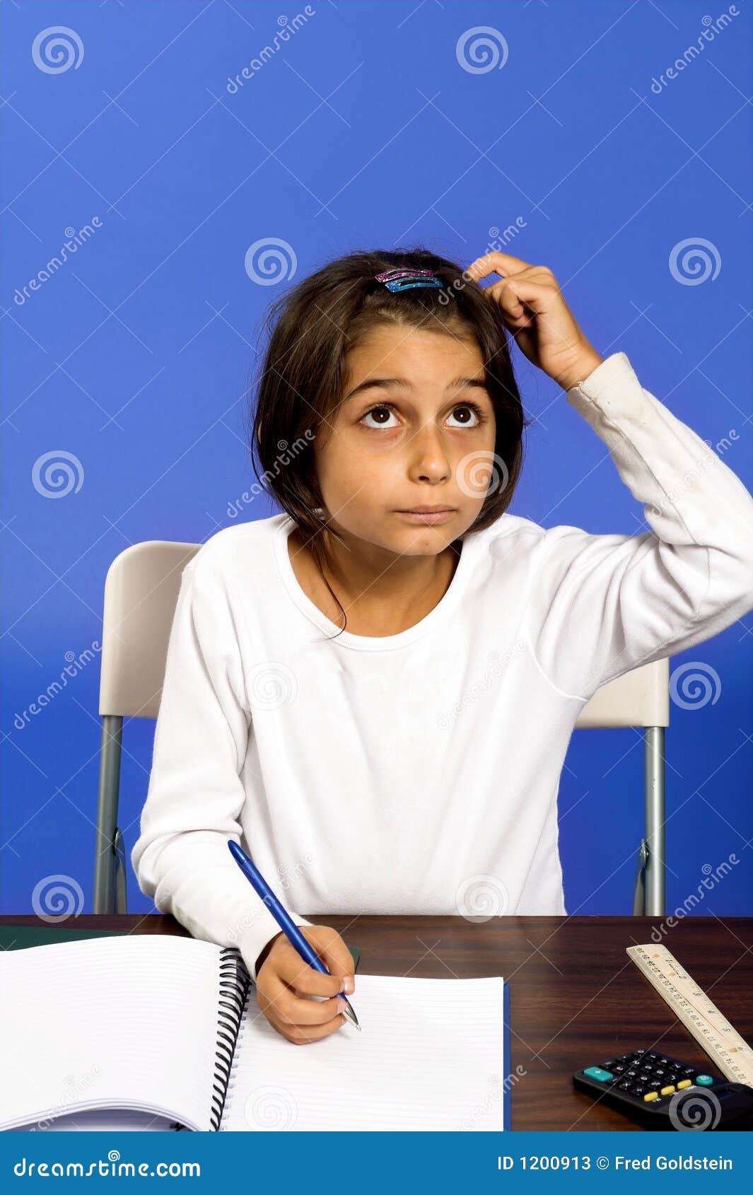 Little girl working stock image. Image of girl, expression - 1200913