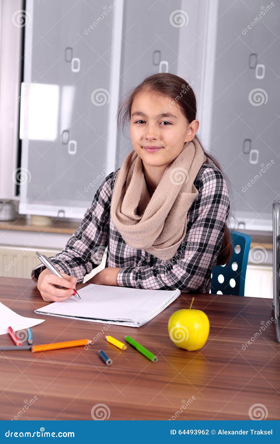 Little Girl Working on Her School Project at Home. Stock Photo - Image ...