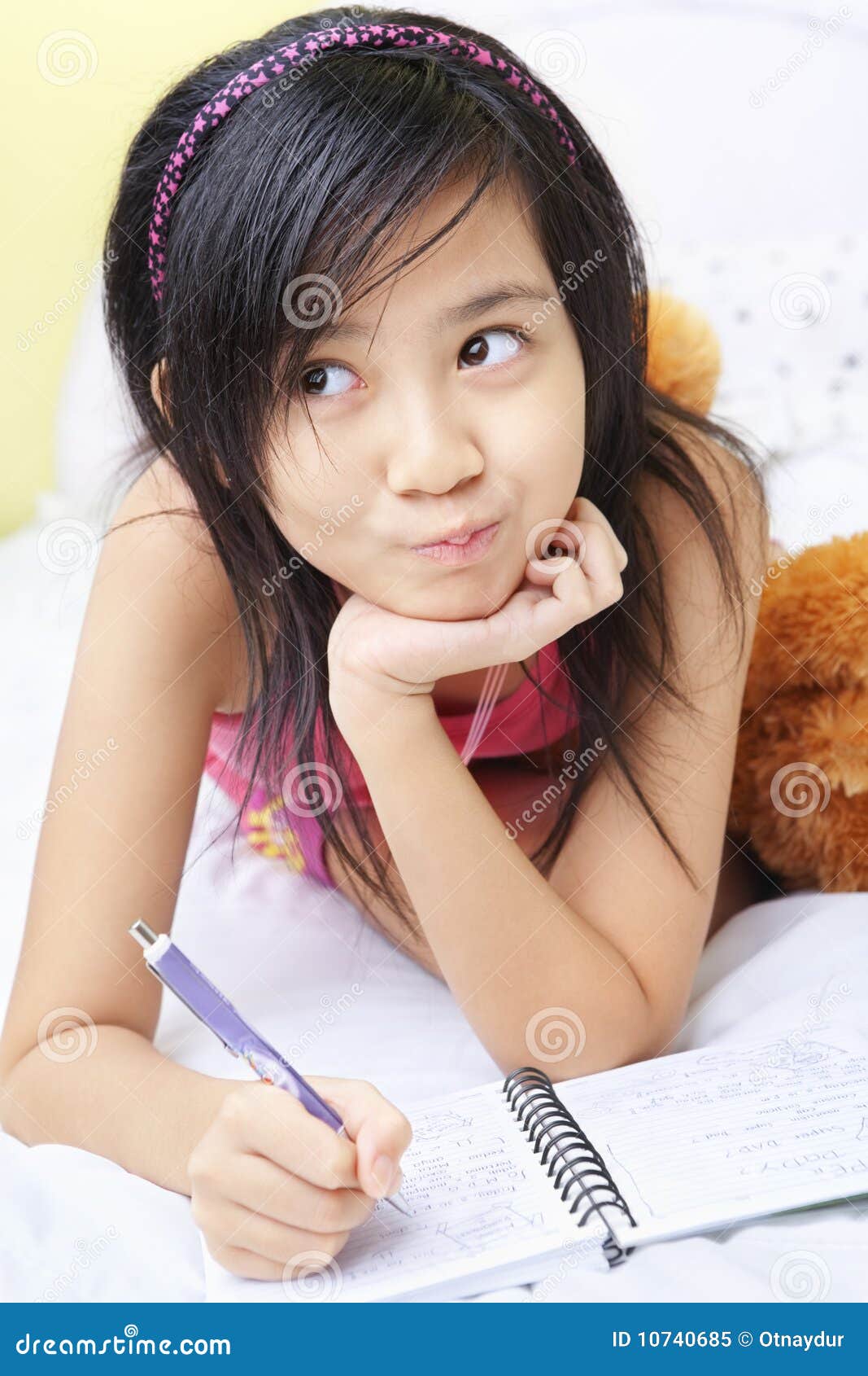 Little Girl Writing Her Diary Stock Image - Image of education, diary ...