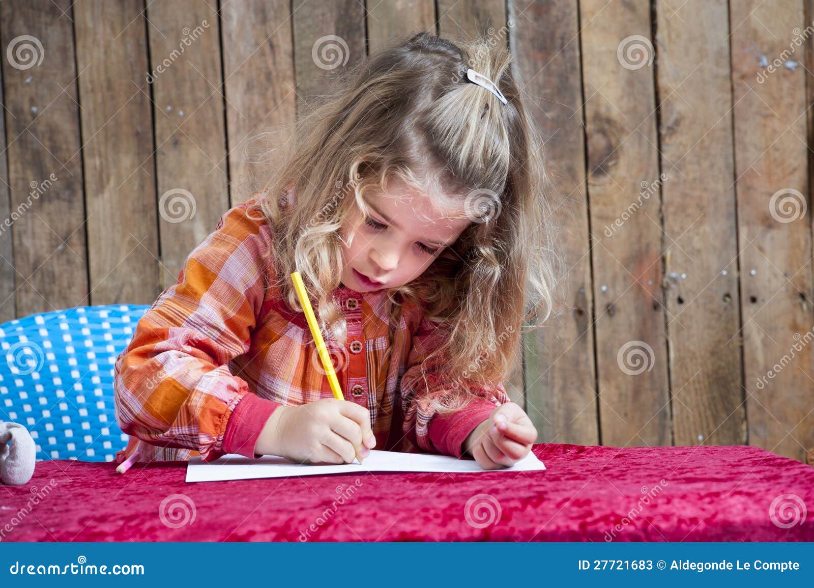 Little Girl Writing a Letter Stock Image - Image of writing, portrait ...