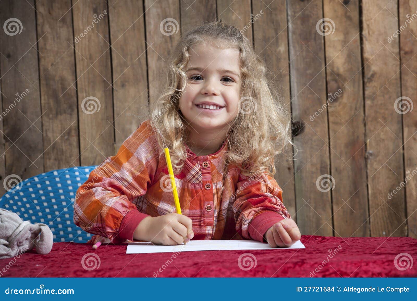 Little Girl Writing a Letter Stock Photo - Image of pencil, education ...