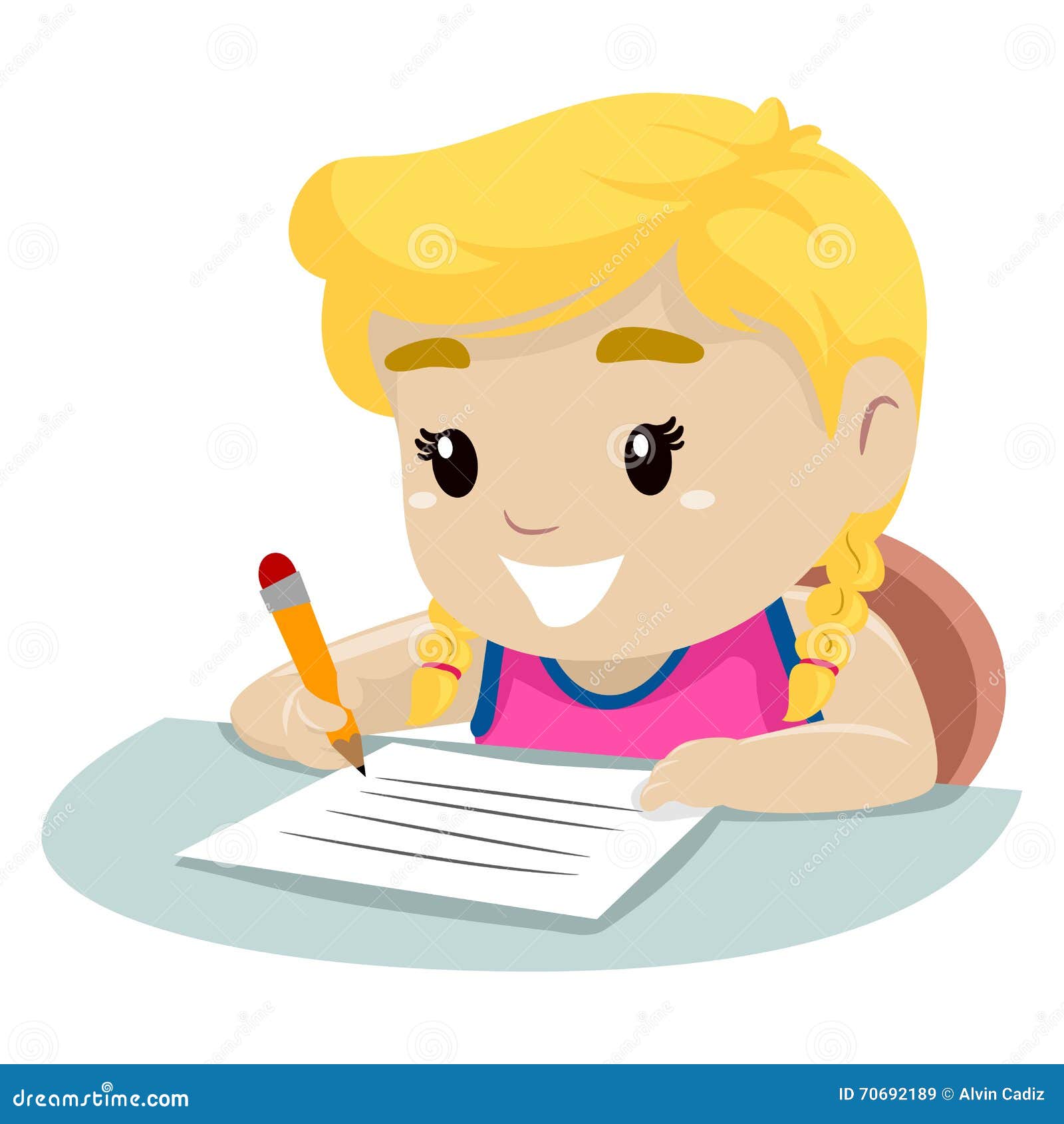 Little Girl Writing on a Piece of Paper Stock Vector - Illustration of ... Little Girl Writing on a Piece of Paper Stock Vector - Illustration of ...