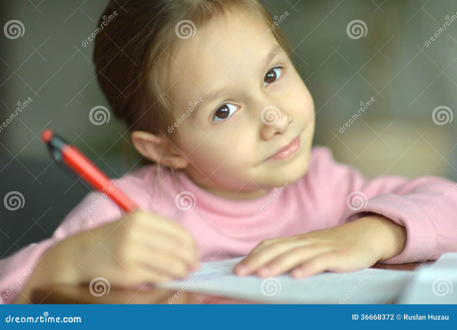 Little girl writing stock photo. Image of dreams, human - 36668372