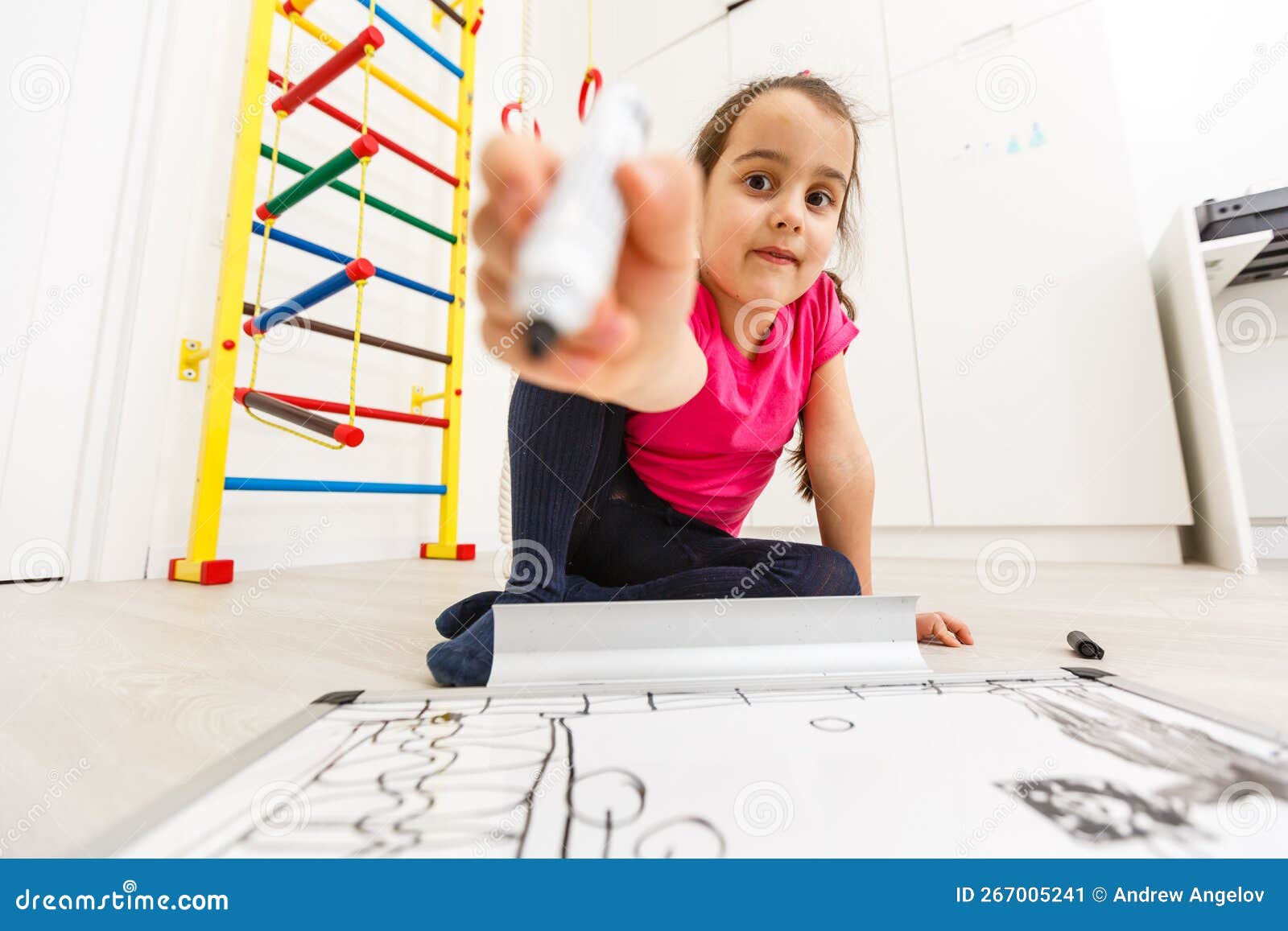 Little Girl Writing on the White Board, Schooling Background Stock ...