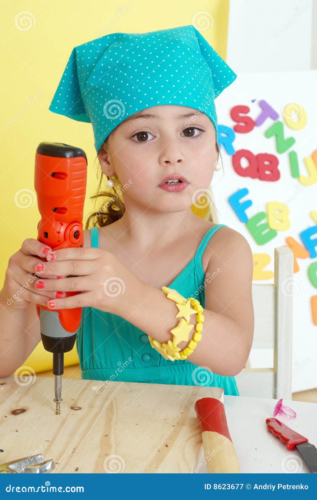 Little Girls on Creative Lesson Stock Image - Image of playing ...