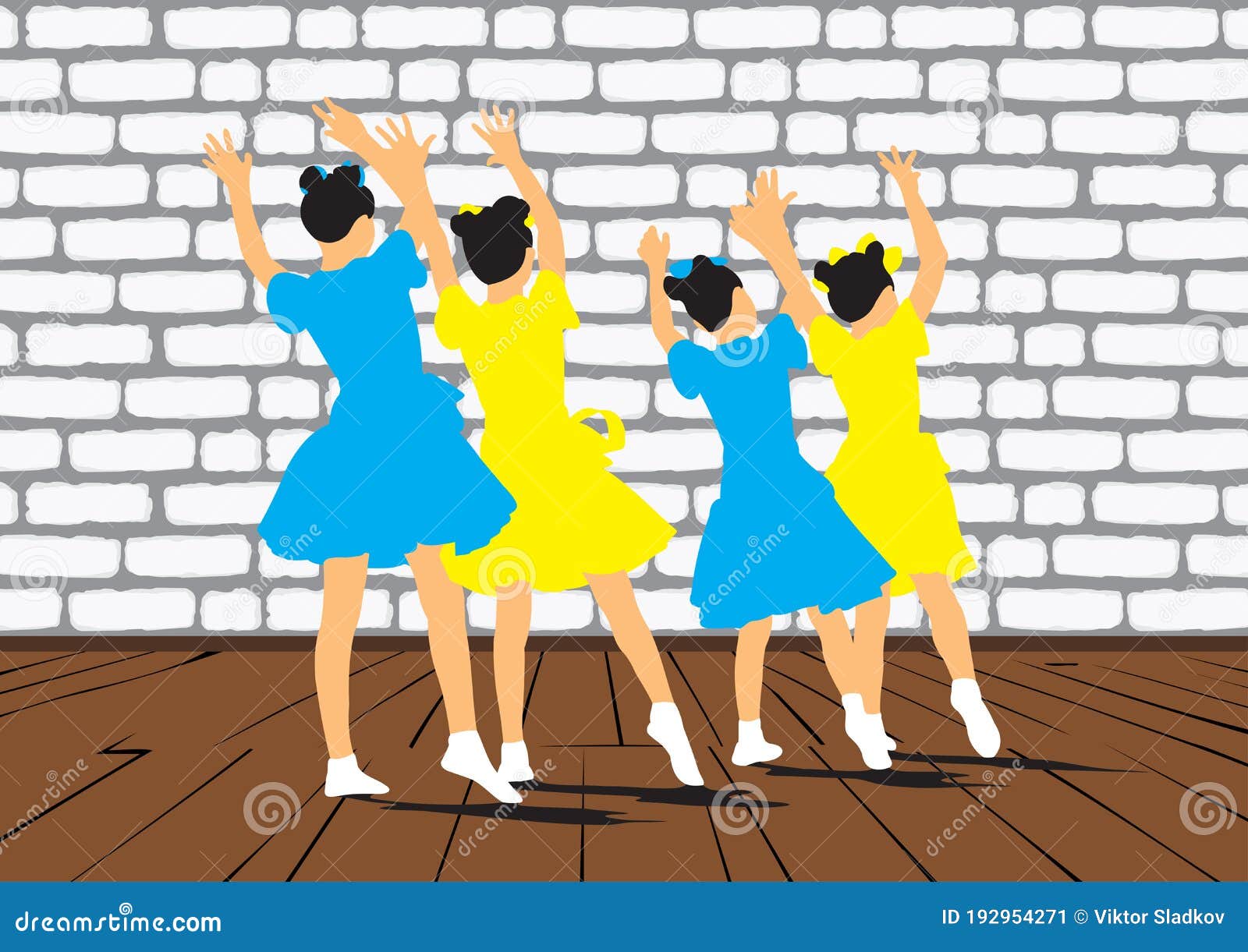 Little Girls Dancing Little Girls Dancing Stock Vector - Illustration ...