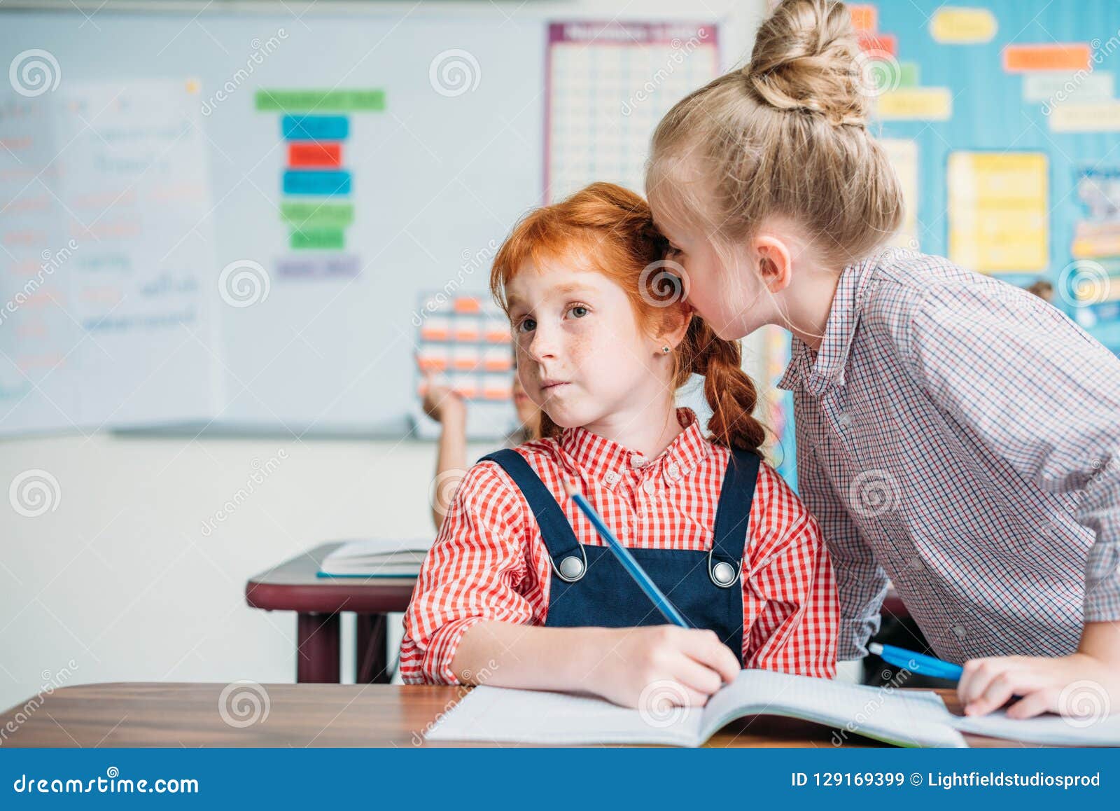 Beautiful Little Girls Gossiping Stock Image - Image of studying ...