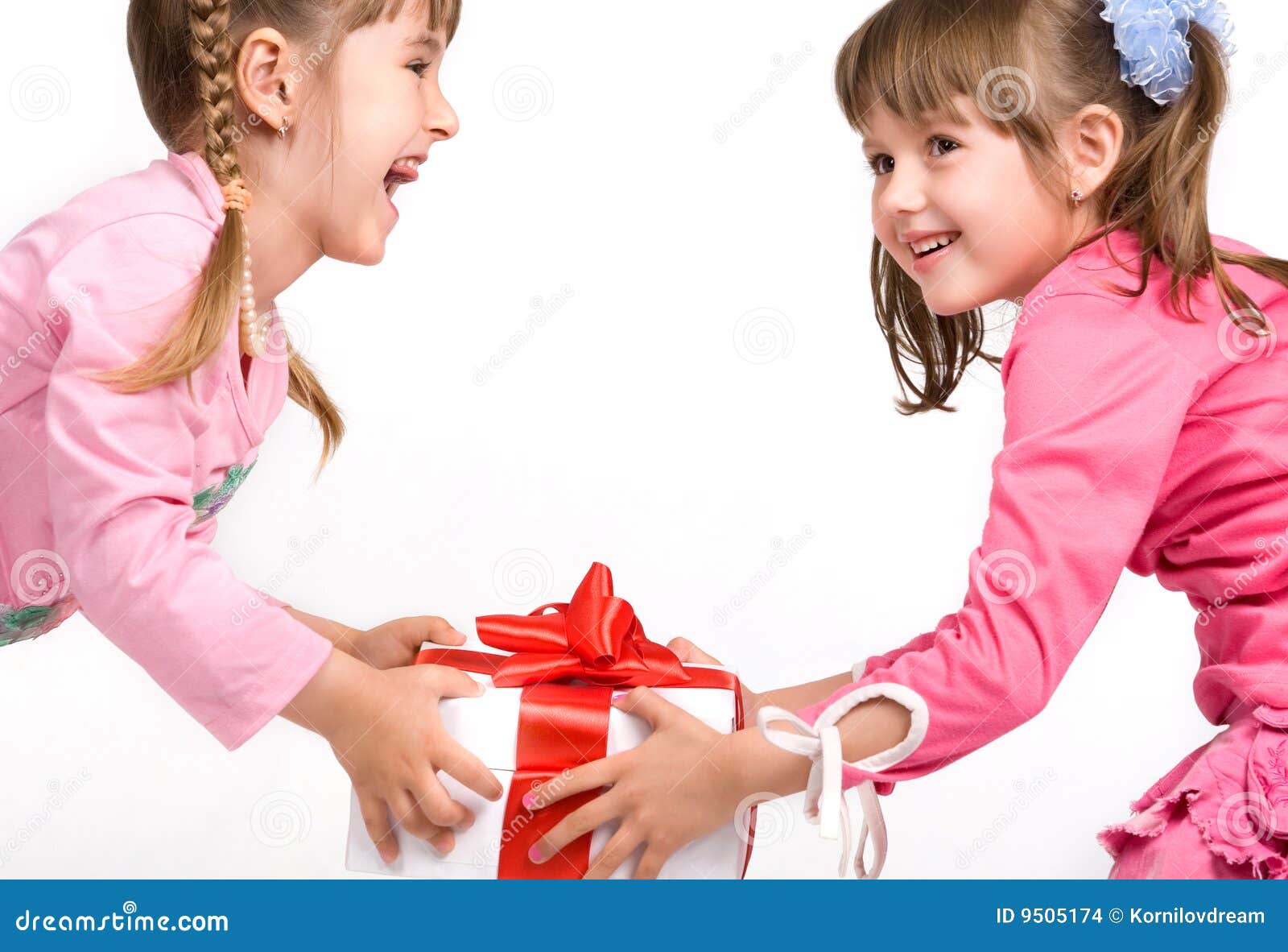 Little Girls Holding Gift Boxes Stock Photo - Image of isolated, laugh ...
