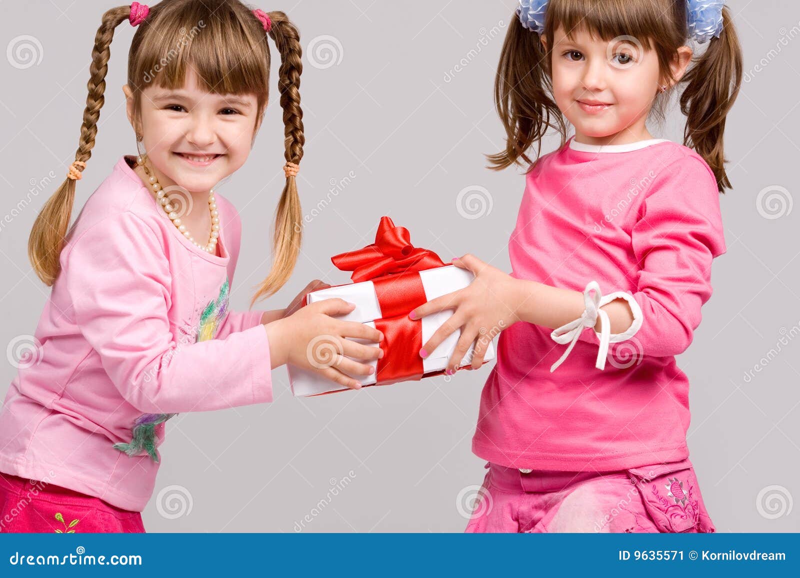 Little Girls Holding Gift Boxes Stock Image - Image of party, birthday ...