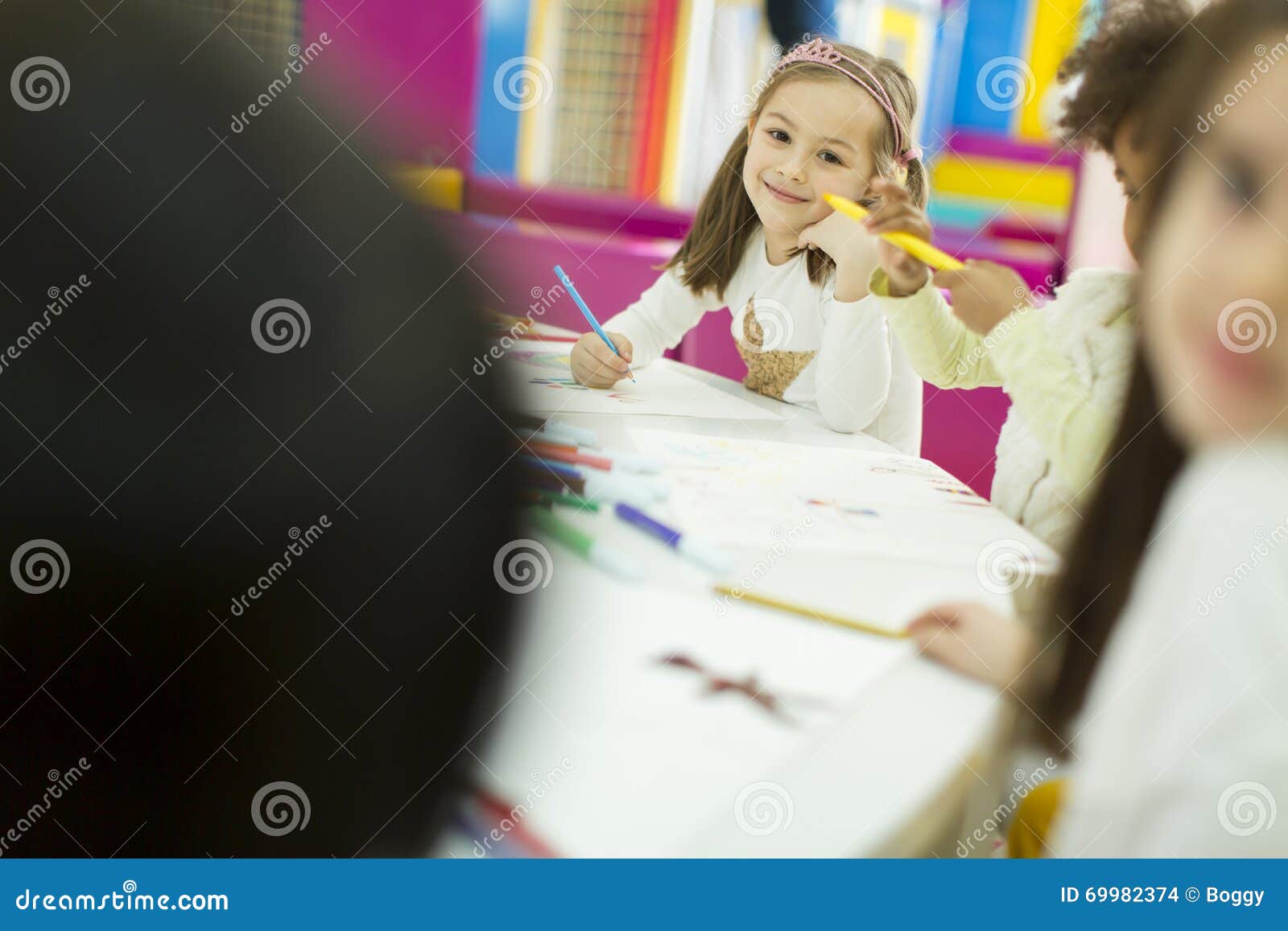 Little Girls in Kindergarten Stock Photo - Image of child, knowledge ...