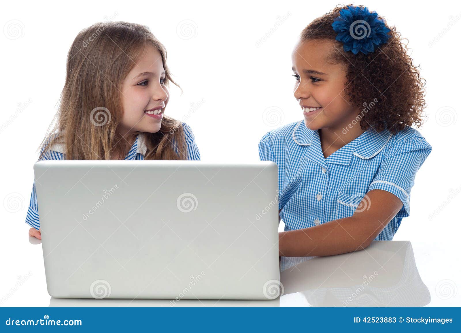 Little Girls Learning in Laptop Stock Image - Image of learning, happy ...