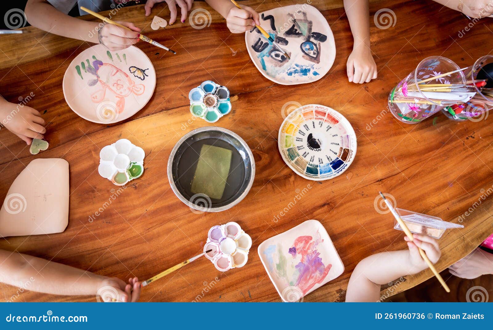 Little Girls at Painting Master Class in Workshop Space Stock Photo ...