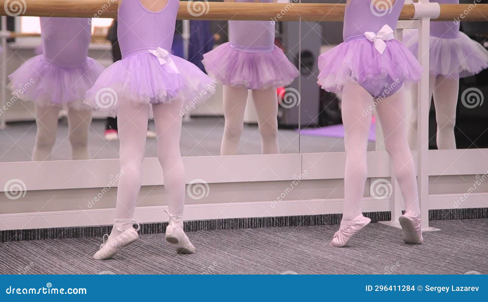 Girls Perform Ballet Exercises during Choreography Training Stock ...