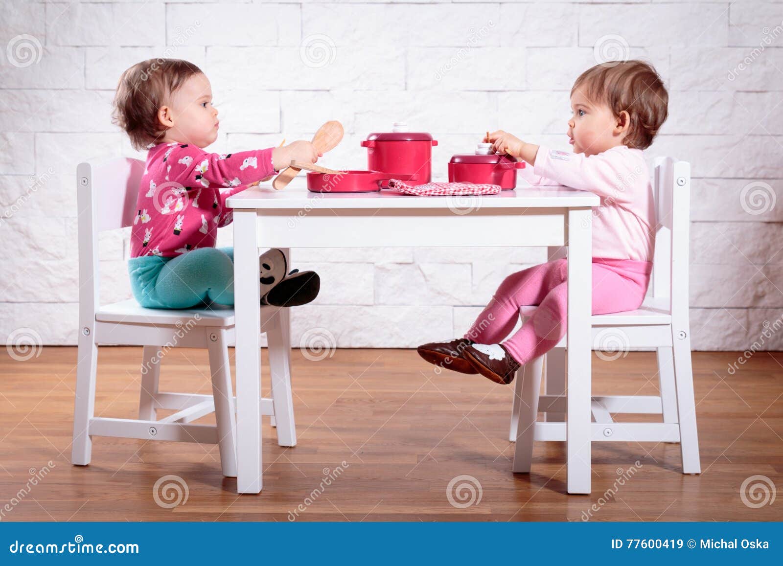 Little Girls Play on the Table Stock Image - Image of person, girl ...