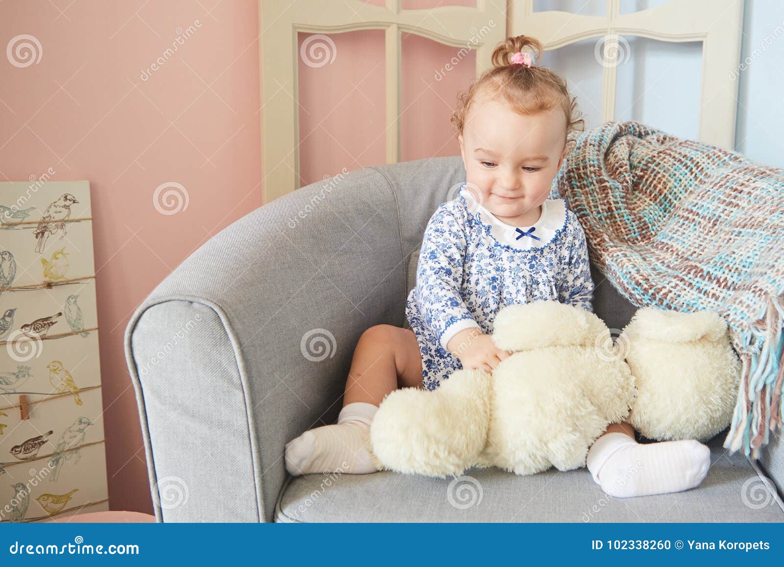 A Little Girls Playing in the House for Dolls with Bear Stock Photo ... A Little Girls Playing in the House for Dolls with Bear Stock Photo ...