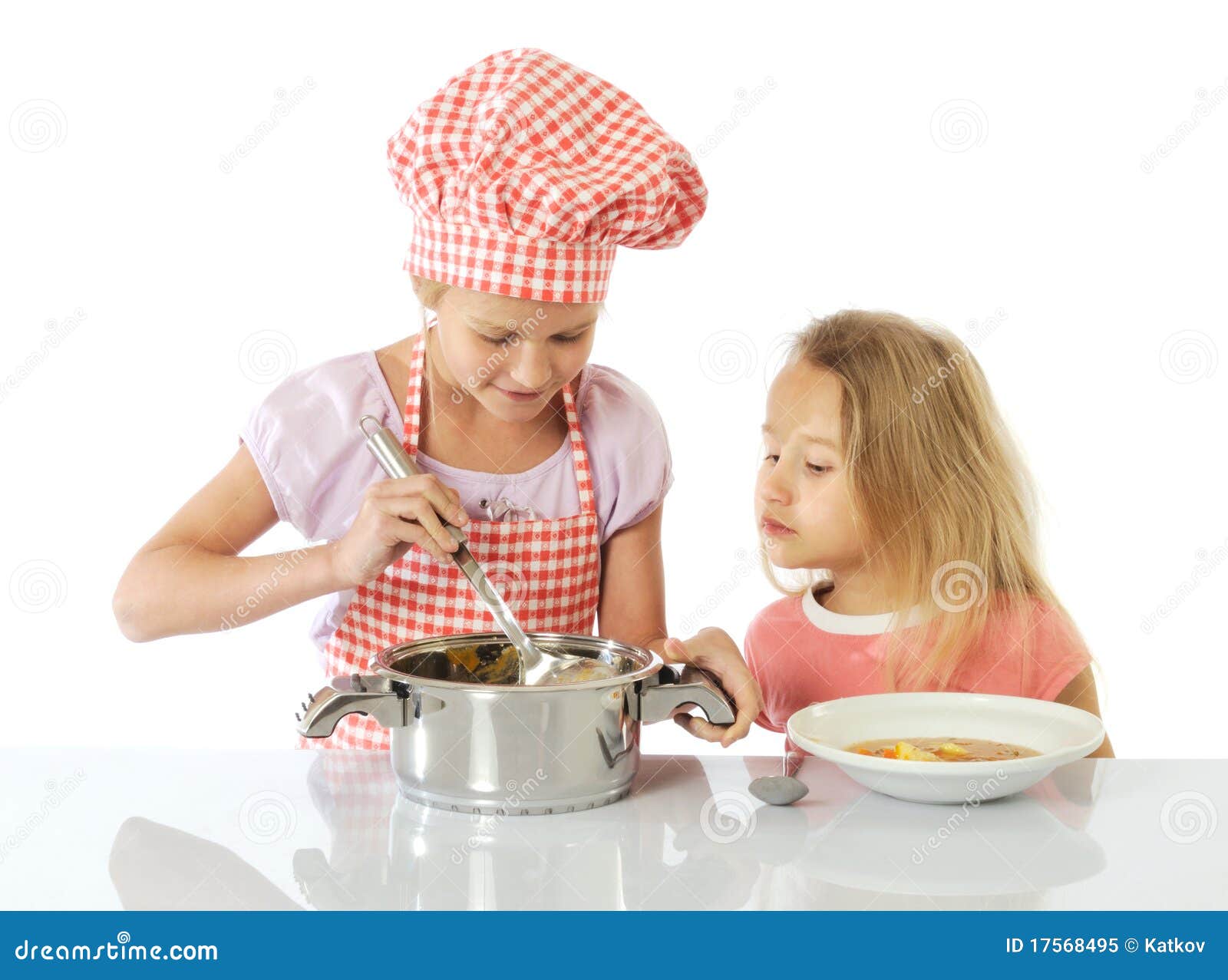 Little Girls Preparing a Soup Stock Image - Image of adolescence ...