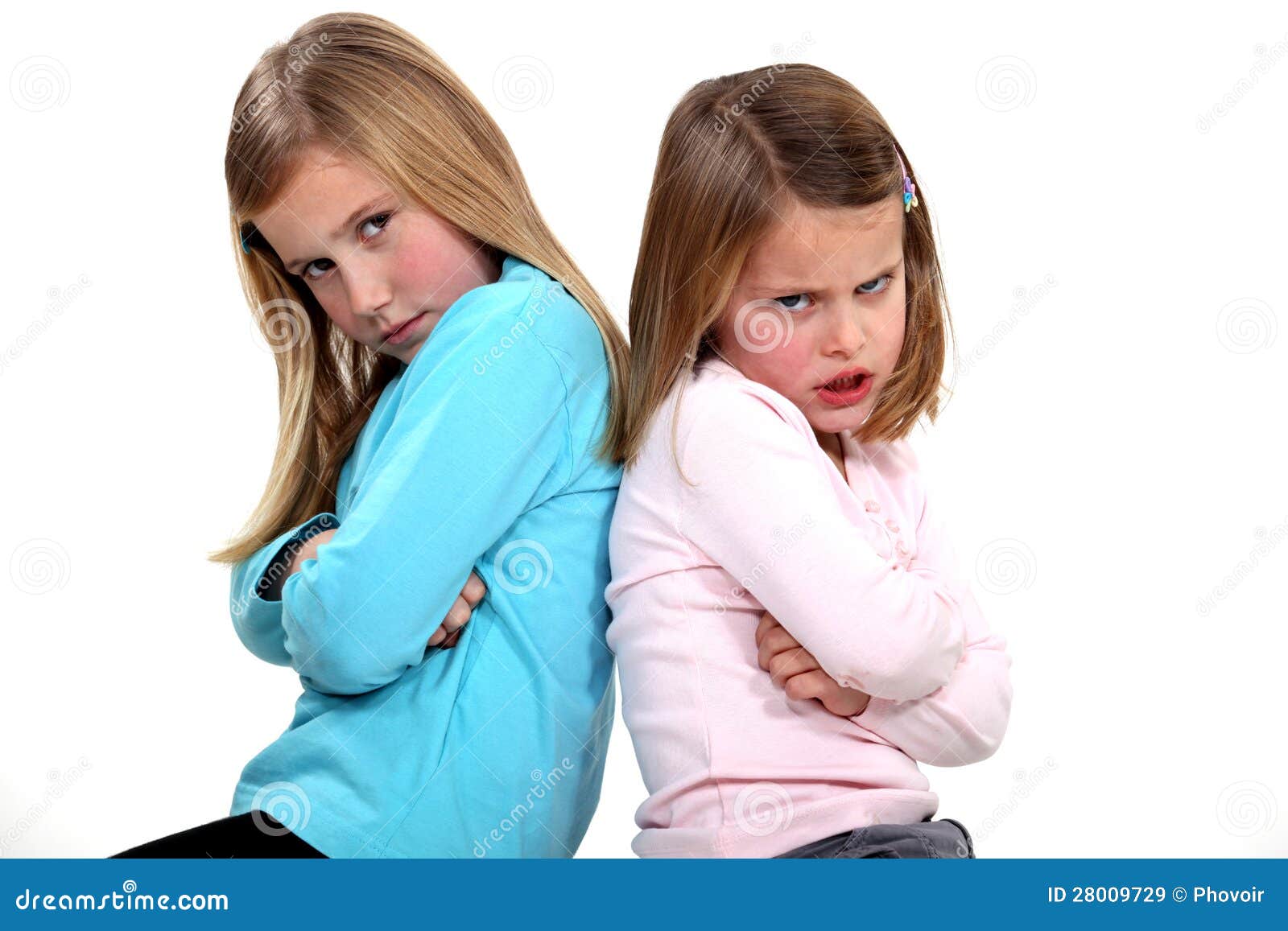 Little Girls with Sulky Expression Stock Image - Image of schoolgirls ...