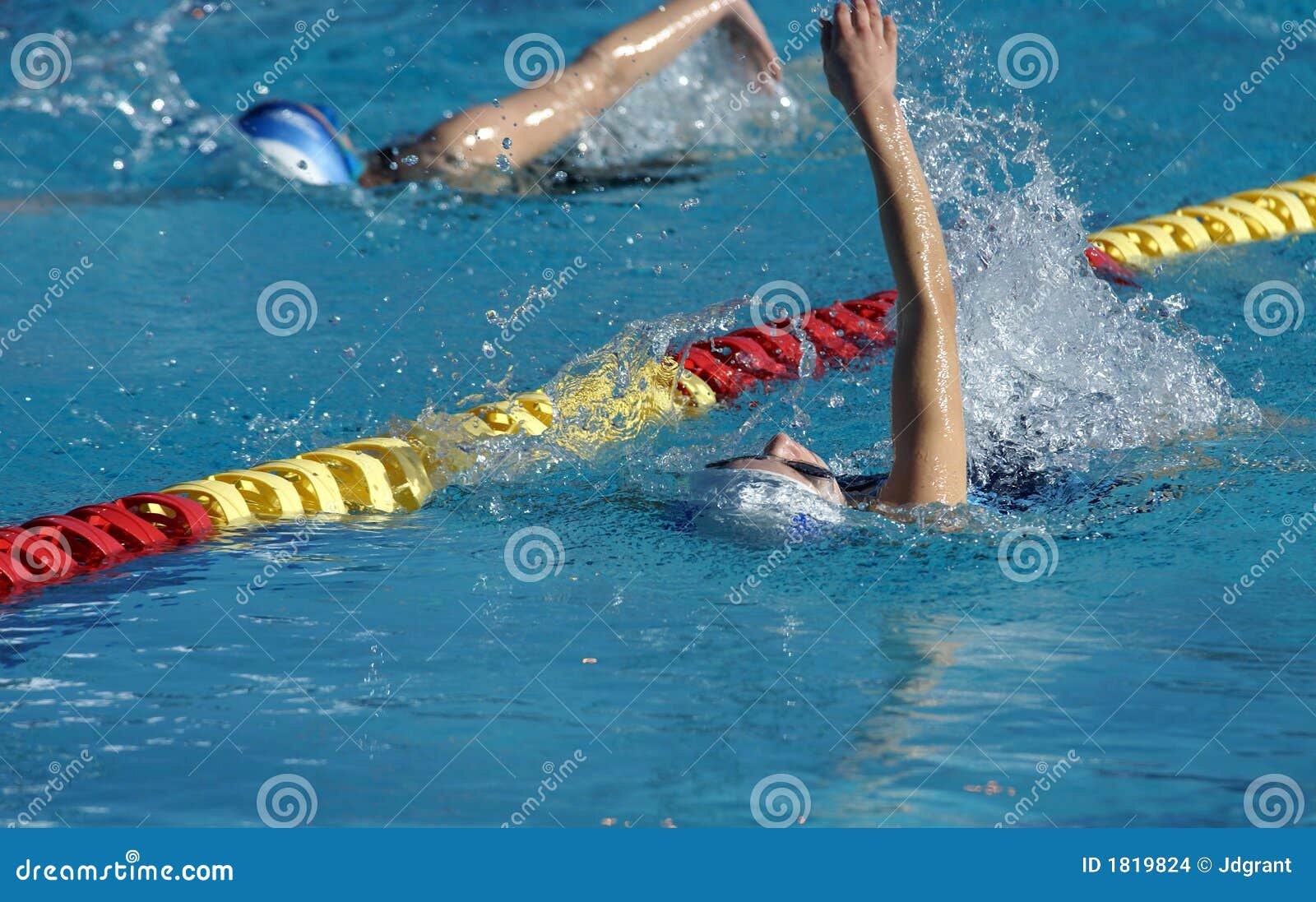 Little Girls Swimming Backstroke Stock Photo - Image of children ...