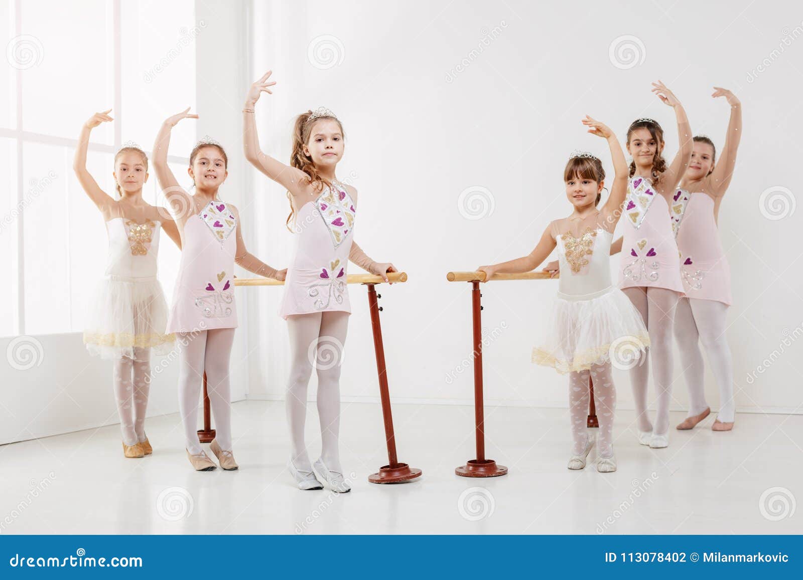 Little Girls Practicing Ballet Stock Photo - Image of costume, posing ...