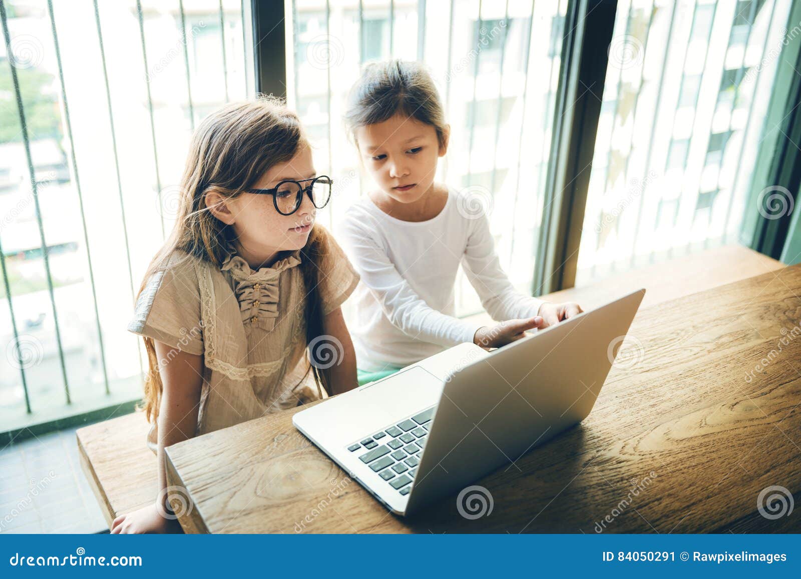 Little Girls Using Computer Concept Stock Image - Image of connection ...