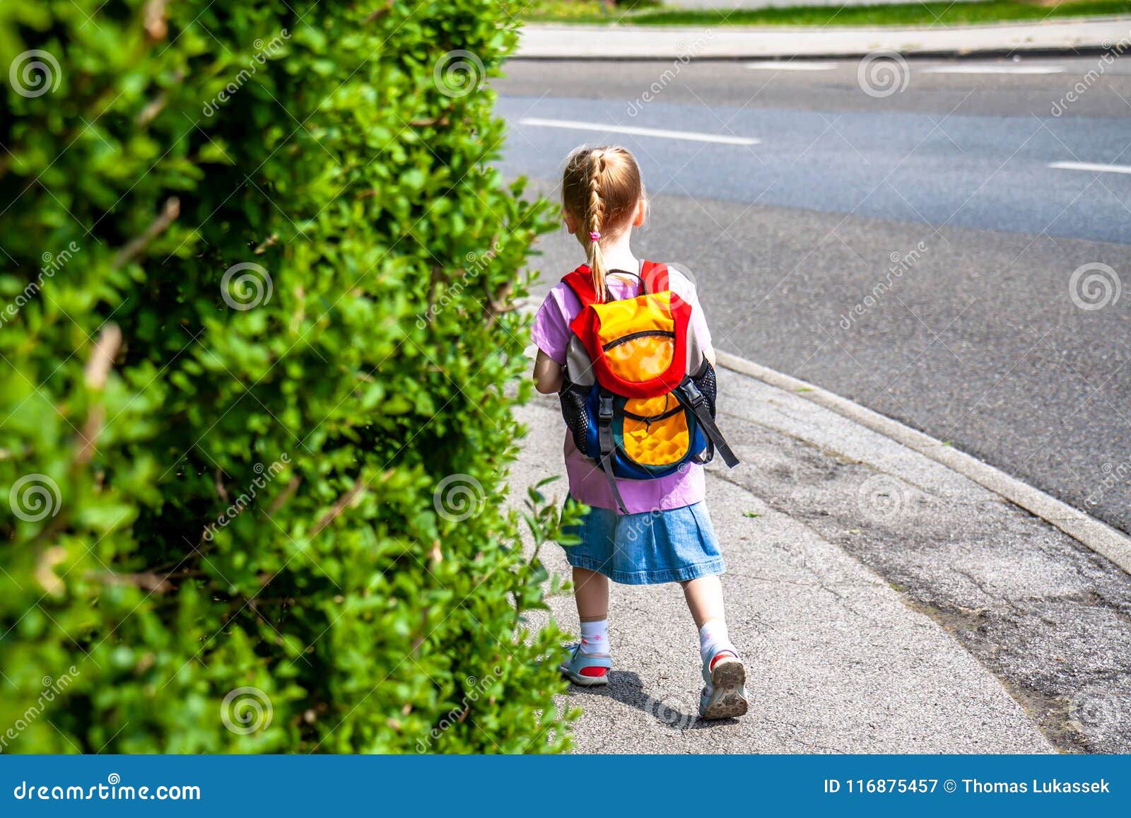 Little Girls Walking Away with Her Filled Backpack Stock Image - Image ...
