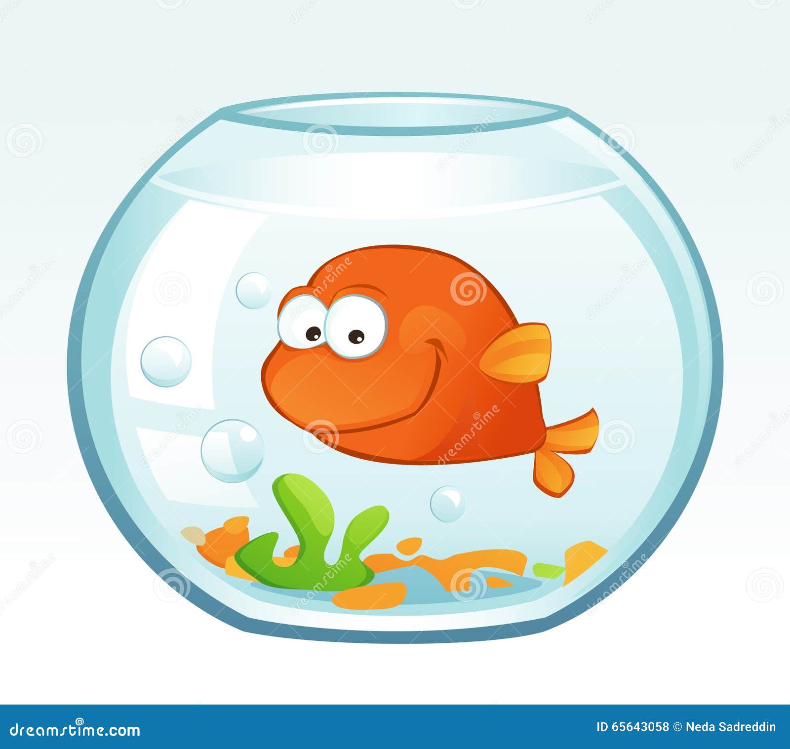 Little Goldfish (Smiling) stock vector. Illustration of glass - 65643058