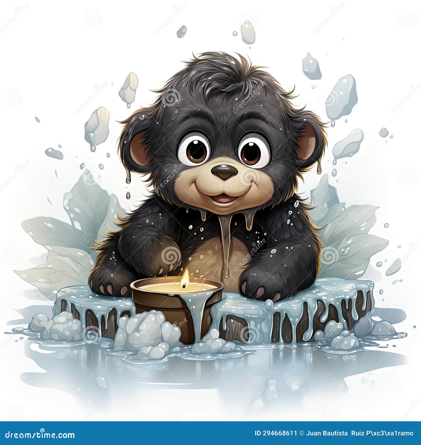 Little Gorilla Bathing in a Basin on White Background. Stock ...