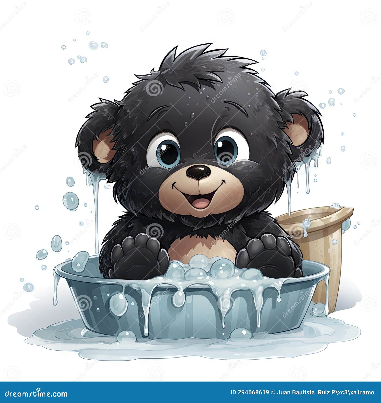 Little Gorilla Bathing in a Basin on White Background. Stock ...