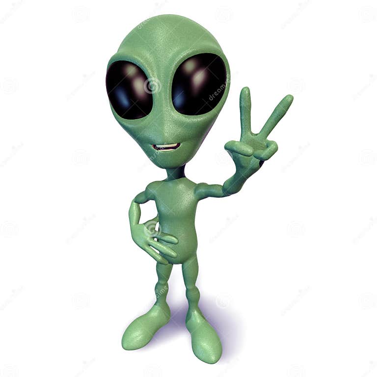 Little Green Alien Gesturing Peace Stock Illustration - Illustration of ...