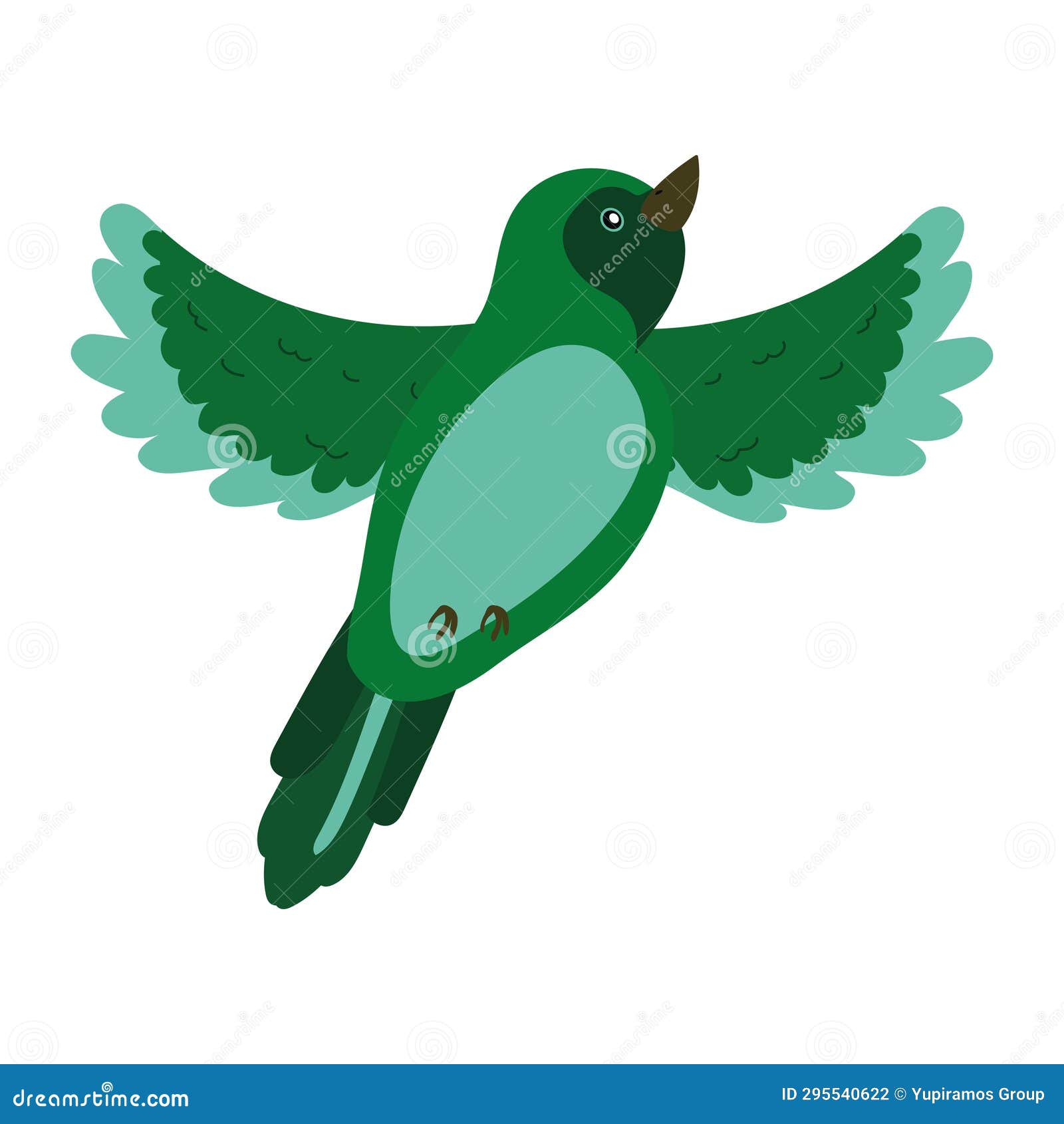 Little green bird flying stock vector. Illustration of natural - 295540622