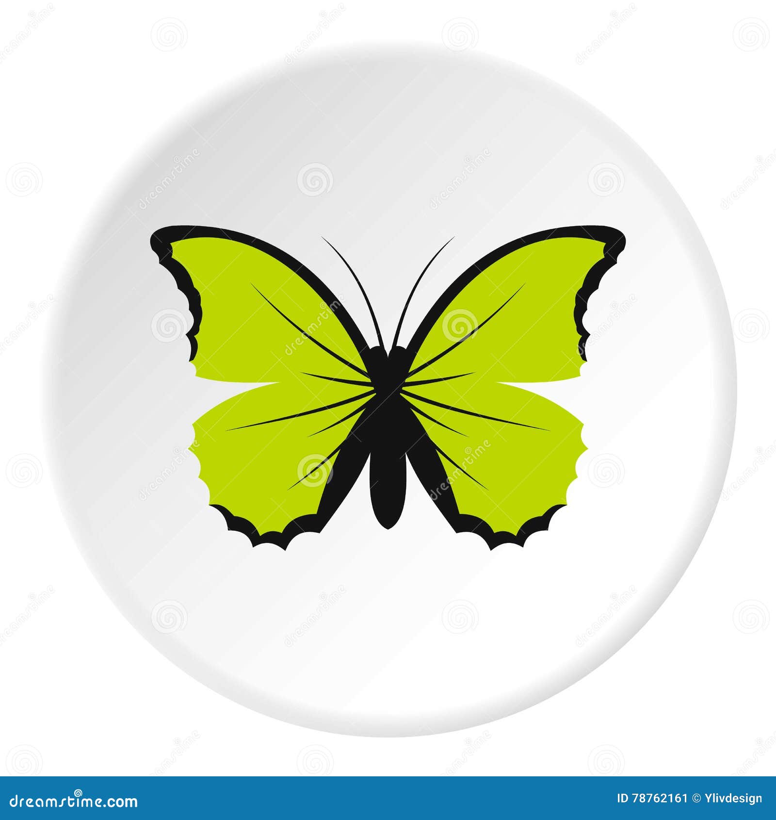 Little Green Butterfly Icon, Flat Style Stock Vector - Illustration of ...