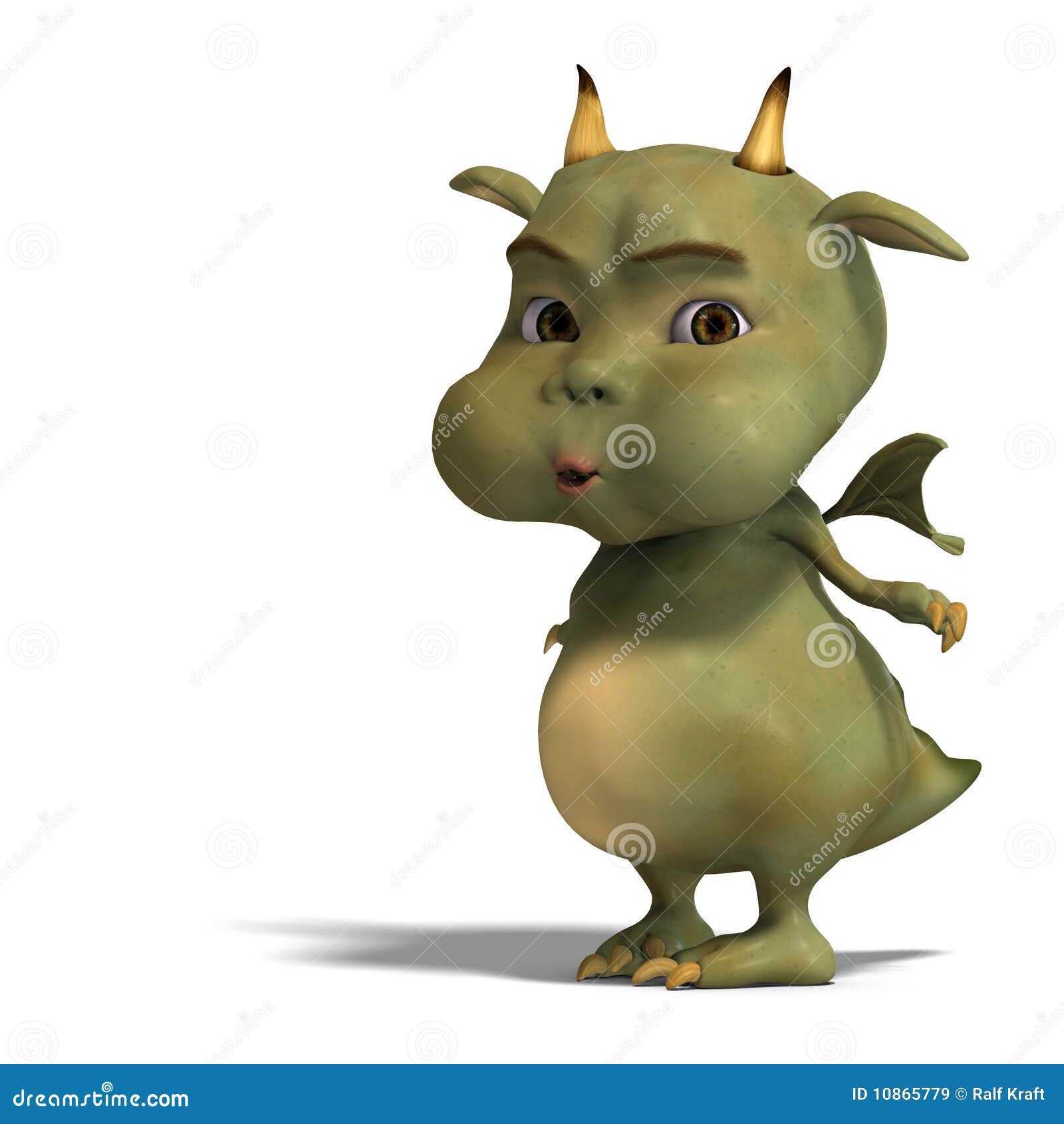 Little Green Cute Toon Dragon Devil Stock Illustration - Illustration ...