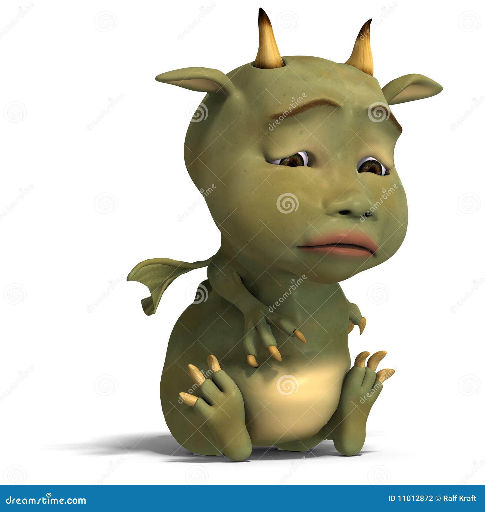 Little Green Cute Toon Dragon Devil Stock Illustration - Illustration ...