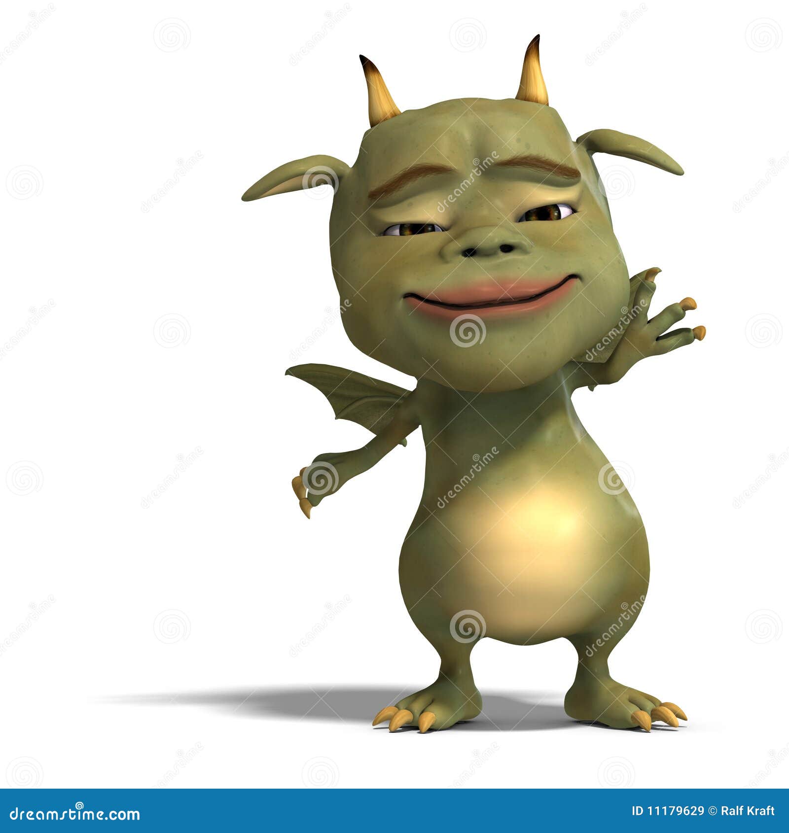 Little Green Cute Toon Dragon Devil Stock Illustration - Illustration ...