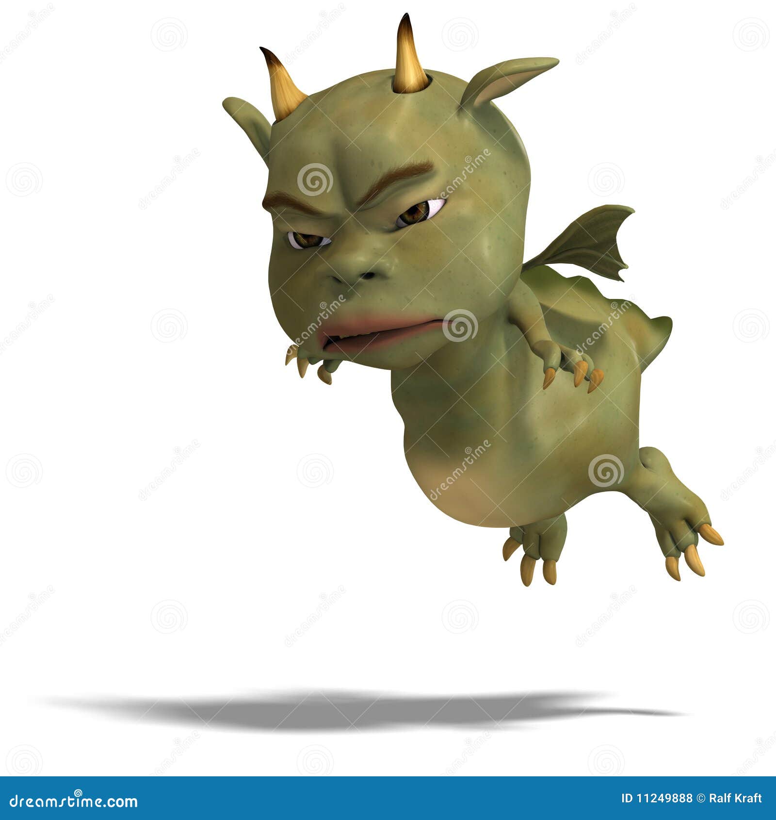 Little Green Cute Toon Dragon Devil Stock Illustration - Illustration ...