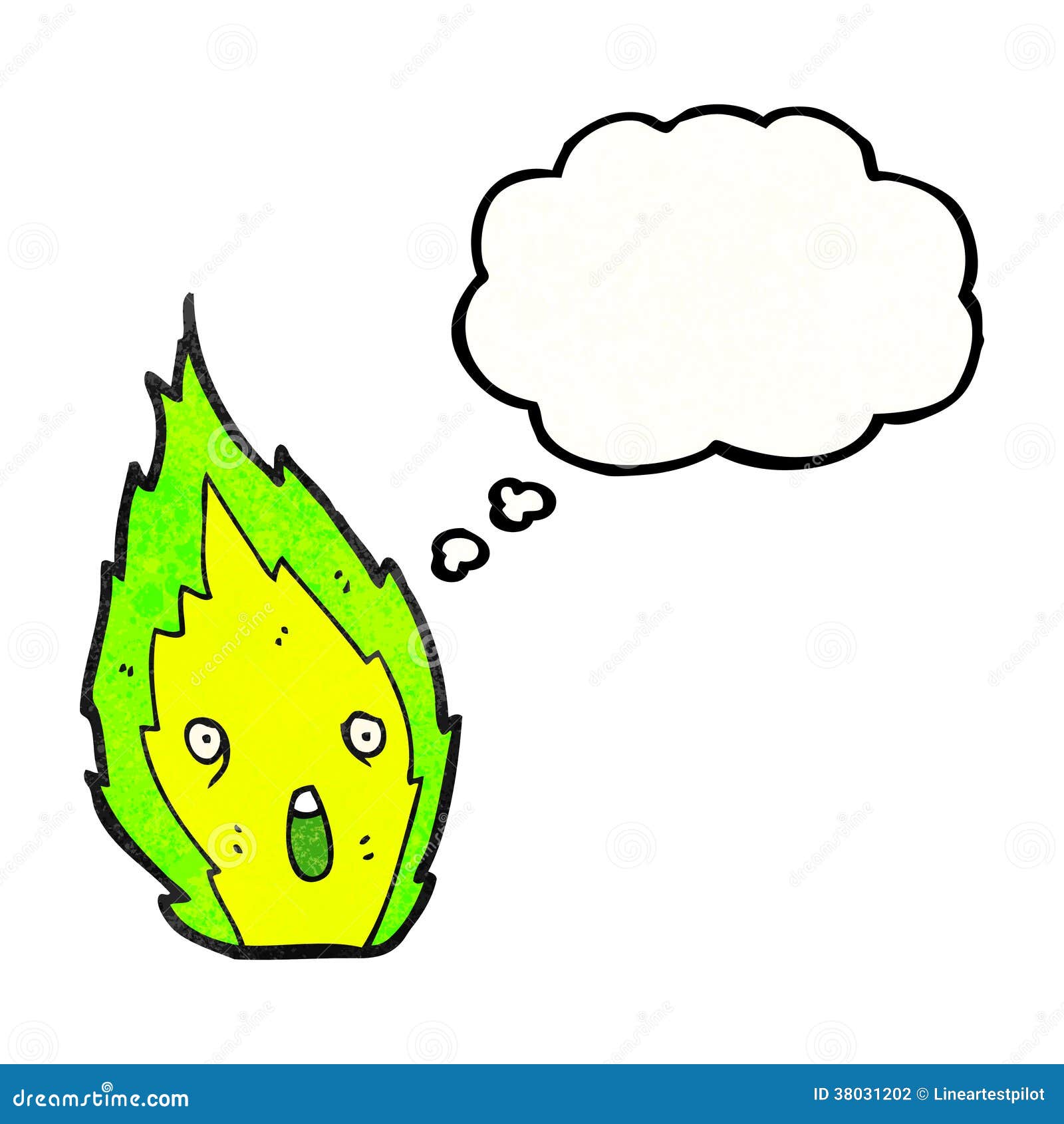Little green flame cartoon stock vector. Illustration of drawn - 38031202