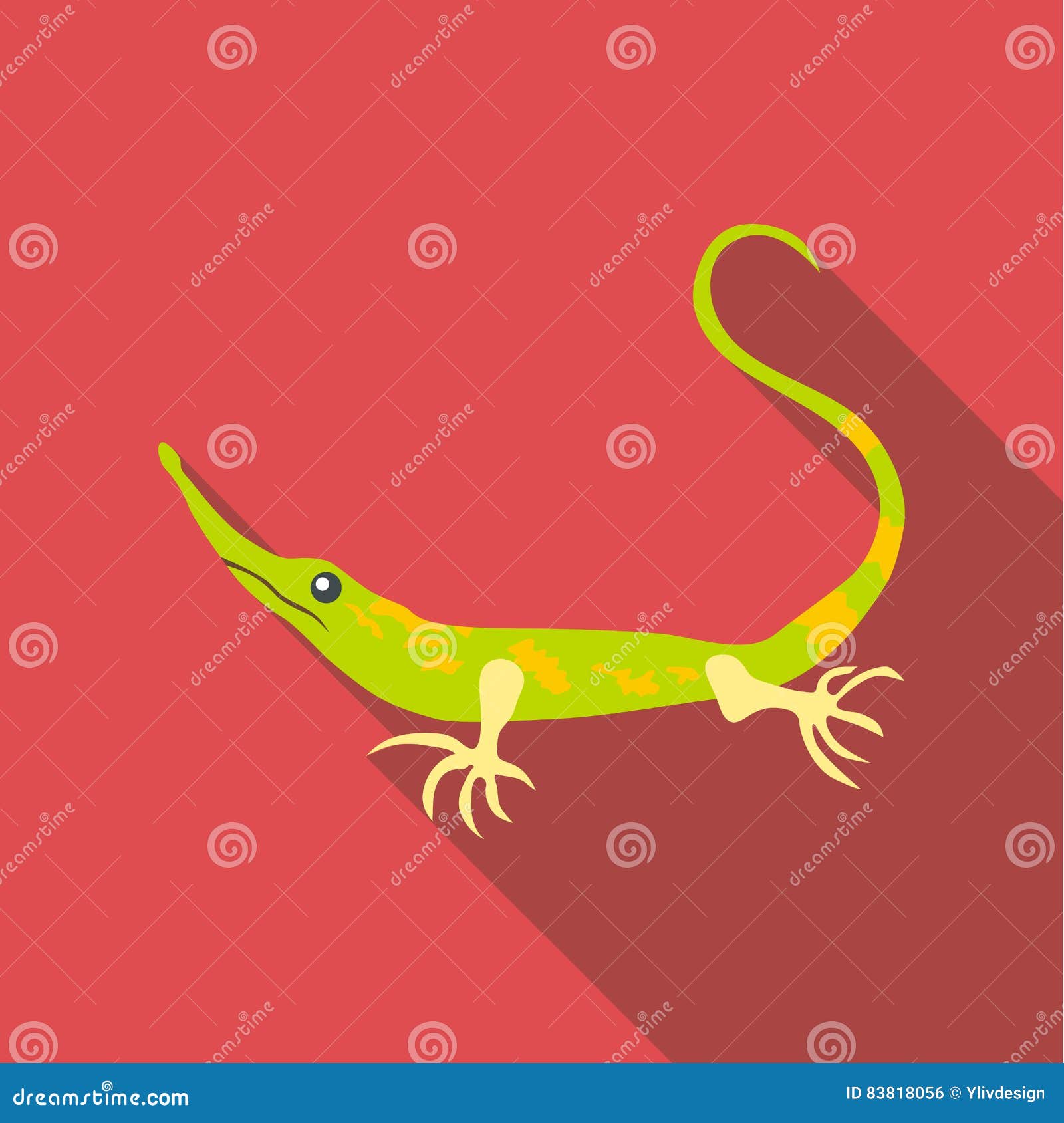 Little Green Lizard Icon, Flat Style Stock Vector - Illustration of ...