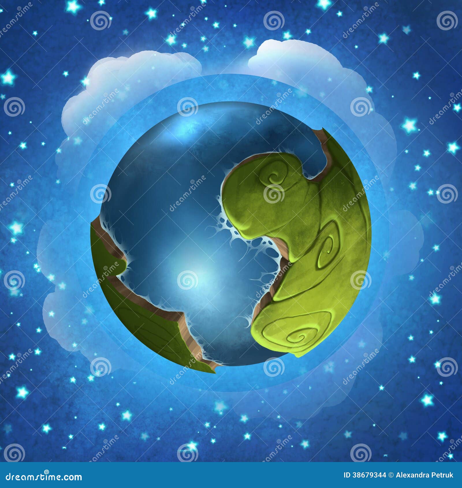 Little green planet stock illustration. Illustration of fantasy - 38679344