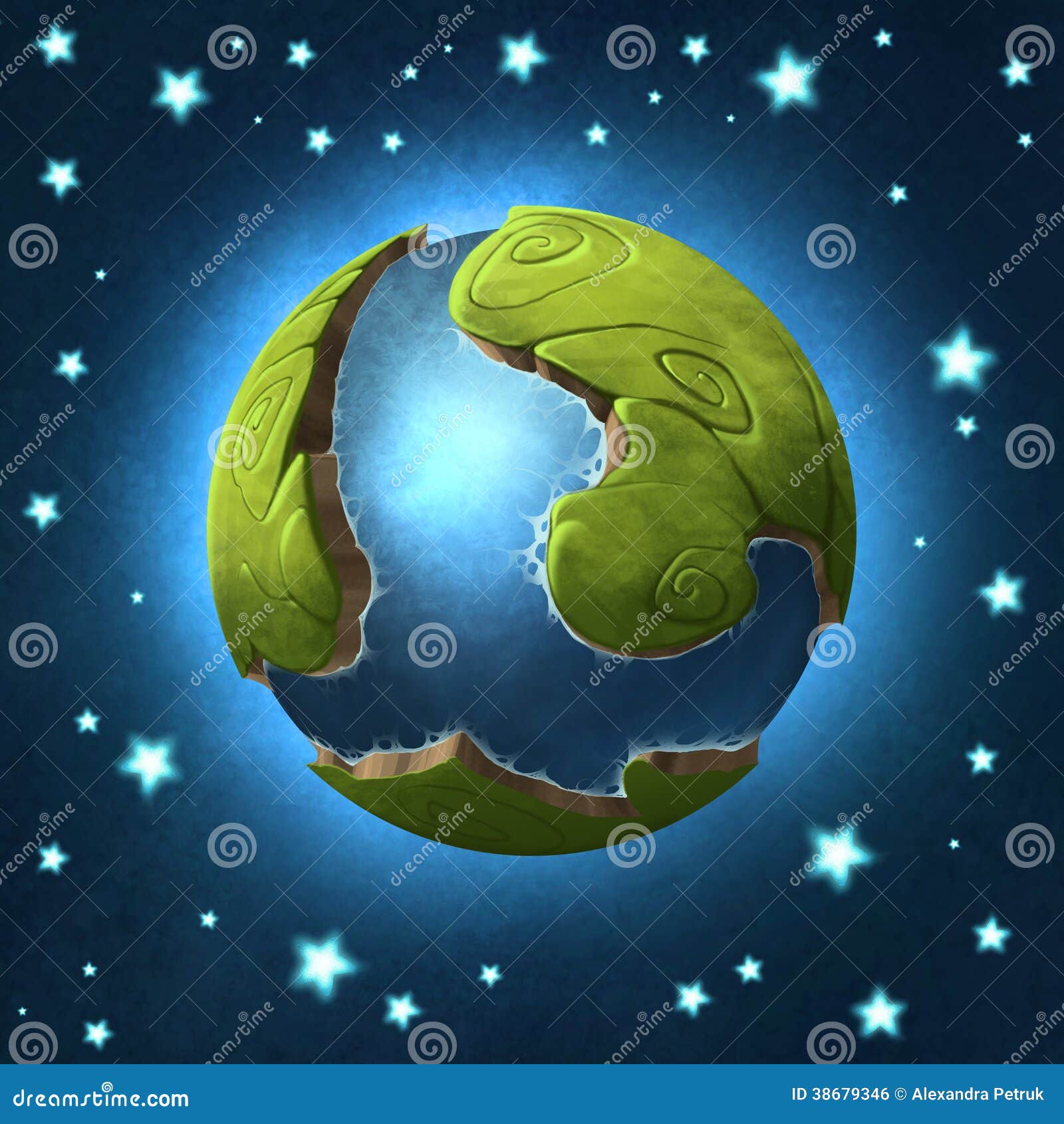 Little green planet stock illustration. Illustration of blue - 38679346