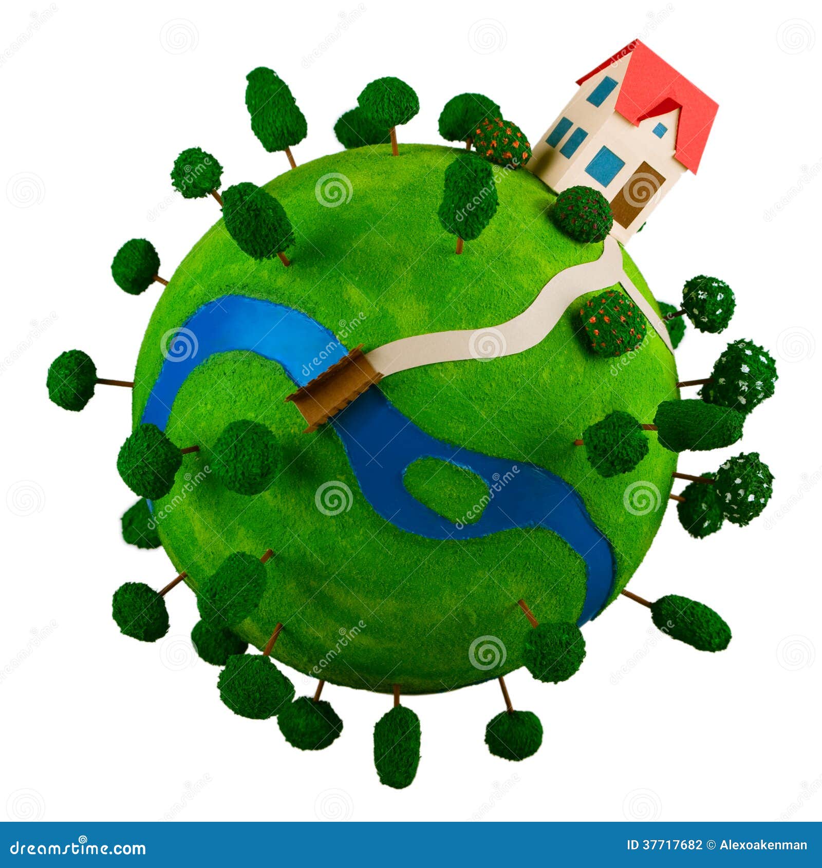 Little Green Planet with Toy House. Stock Photo - Image of idyllic ...