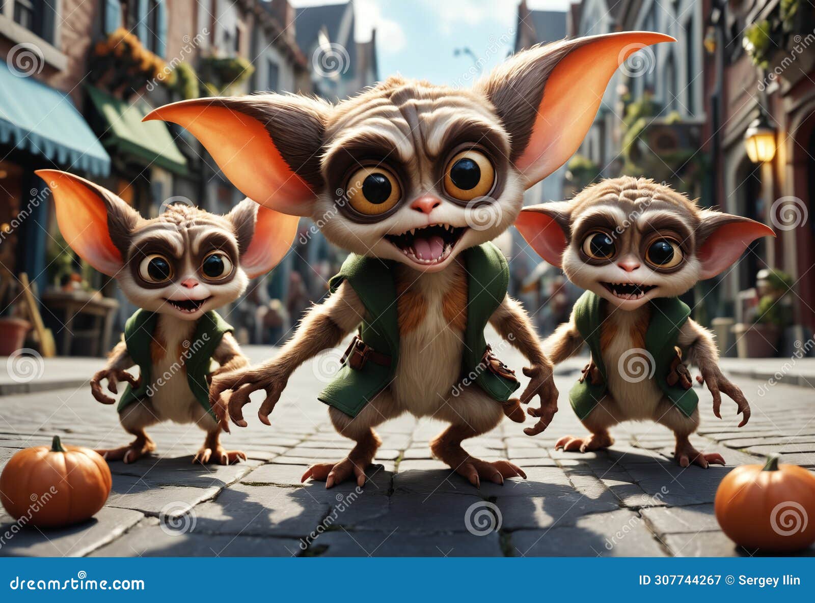 Little Gremlins in a Magical Town. Generative AI Stock Illustration ...
